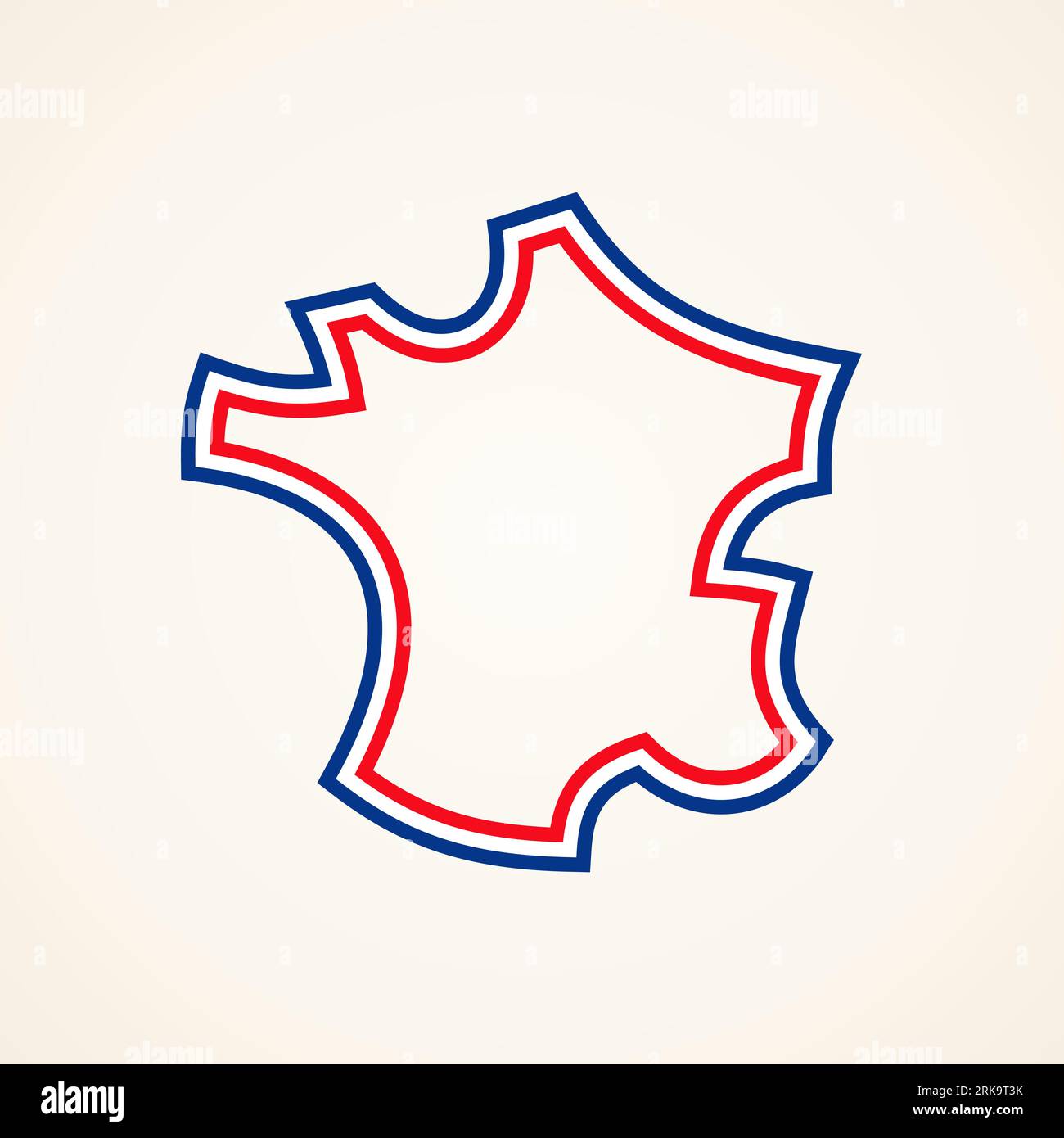 Simplified stylized outline map of France, colors from the flag Stock ...