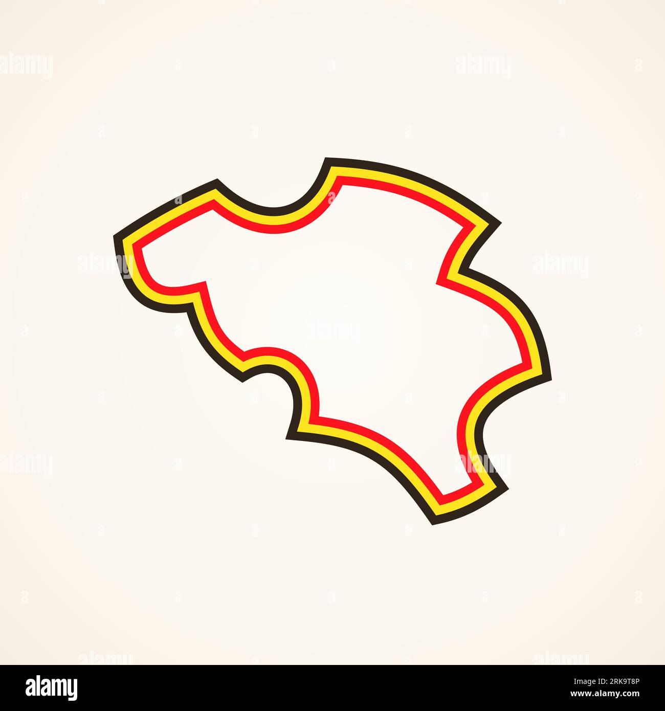 Simplified stylized outline map of Belgium, colors from the flag Stock ...
