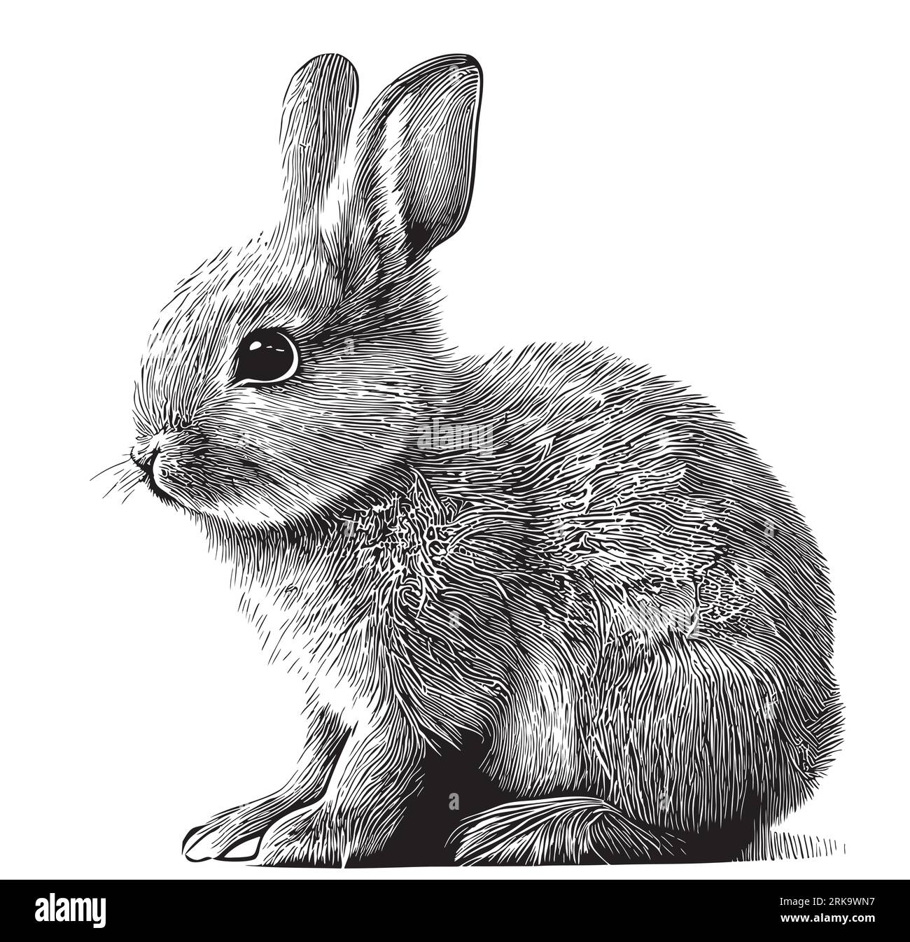 Rabbits illustration Black and White Stock Photos & Images - Alamy