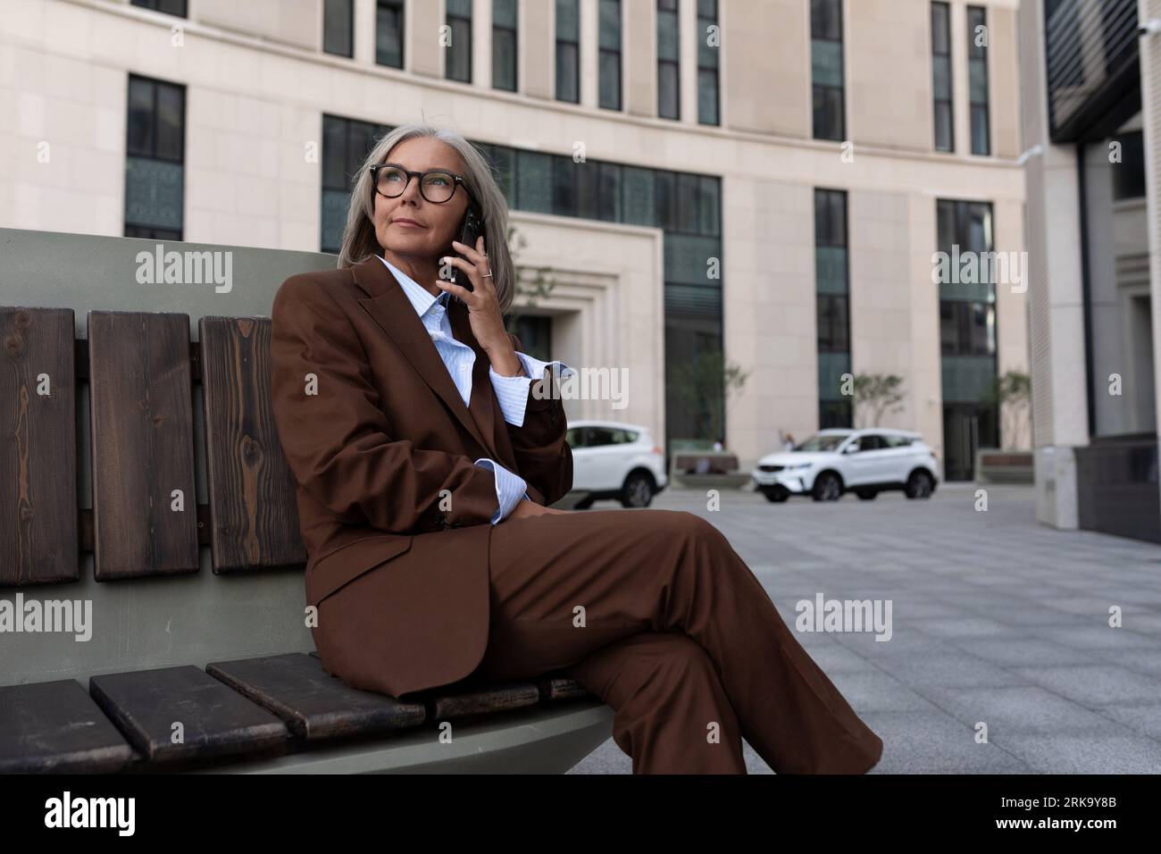 portrait of a confident successful 60 year old gray-haired business ...