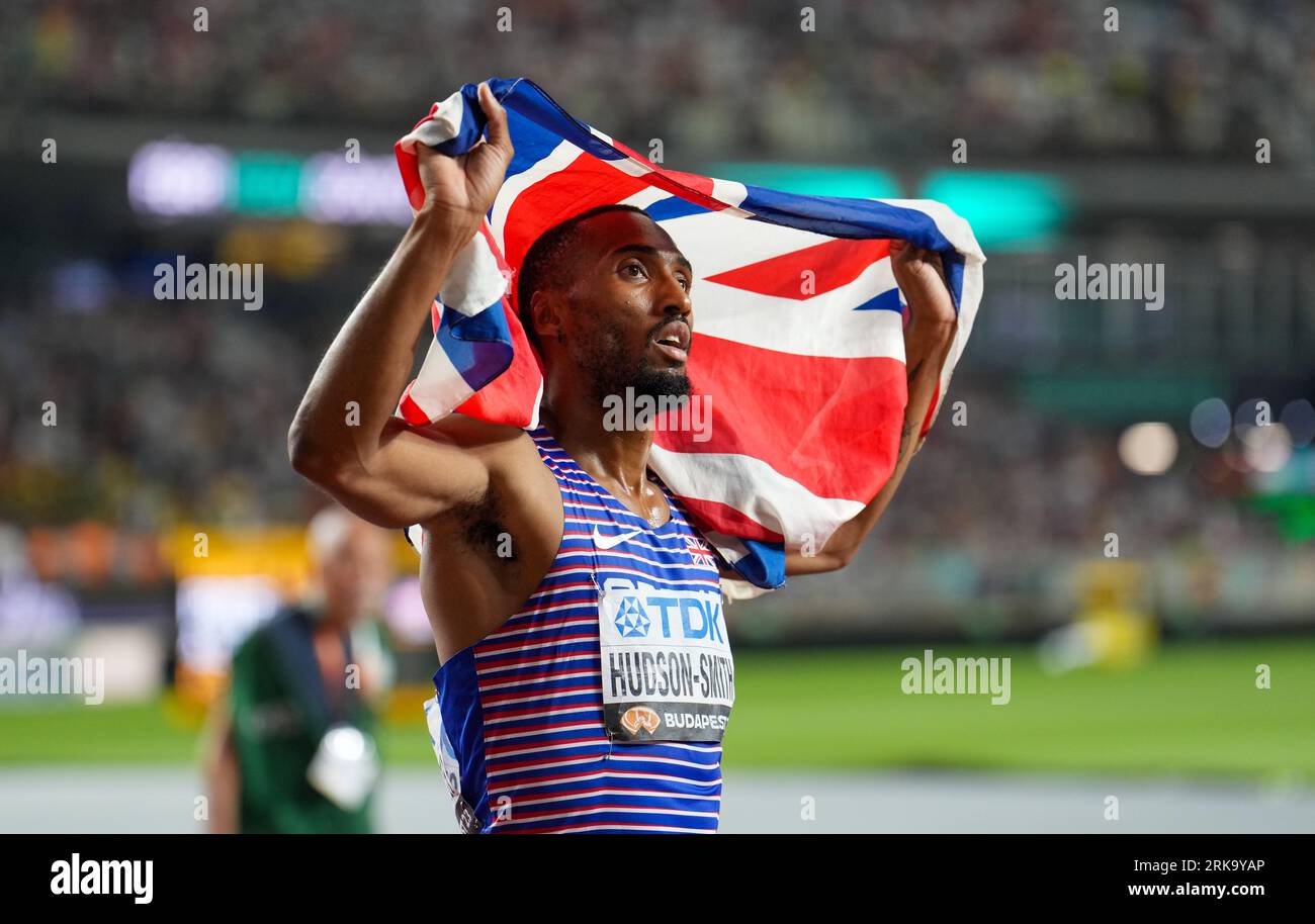 Great Britain’s Matthew Hudson-Smith celebrates after placing second in ...