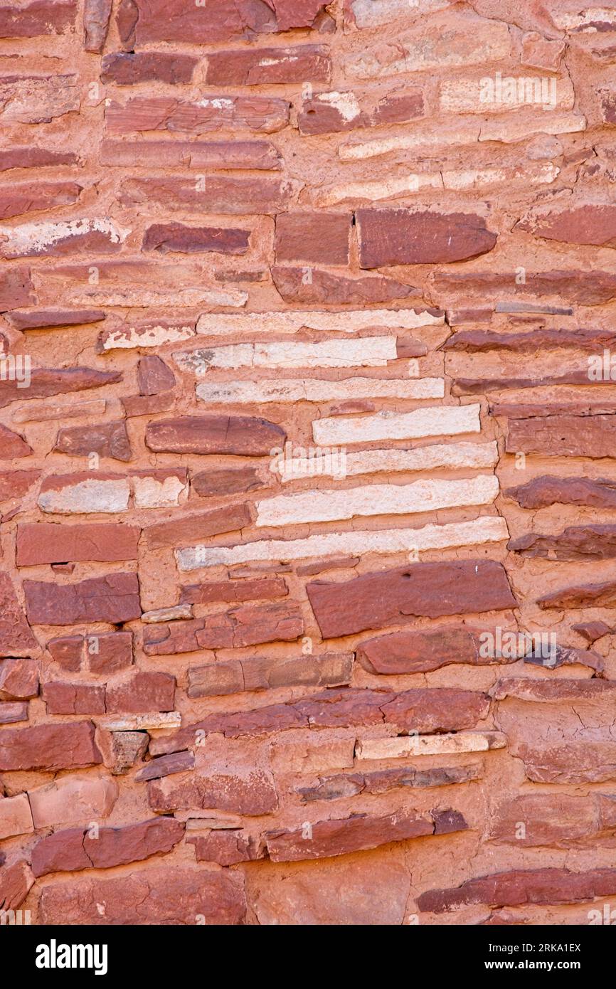 Close-up of sandstone masonry wall at Salinas Pueblo Missions National ...