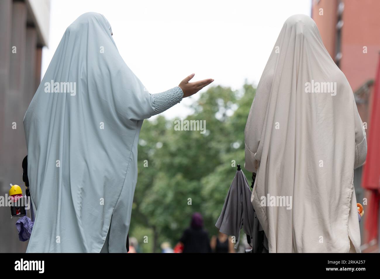 Dresden, Germany. 24th Aug, 2023. Two women wearing a full body veil ...