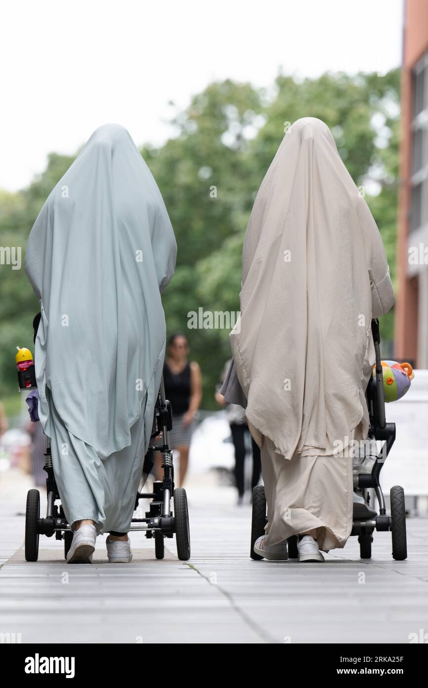 Dresden, Germany. 24th Aug, 2023. Two women wearing a full body veil ...