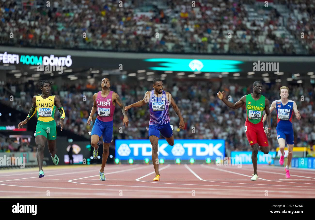 Great Britain’s Matthew Hudson-Smith (centre), USA’s Quincy Hall ...