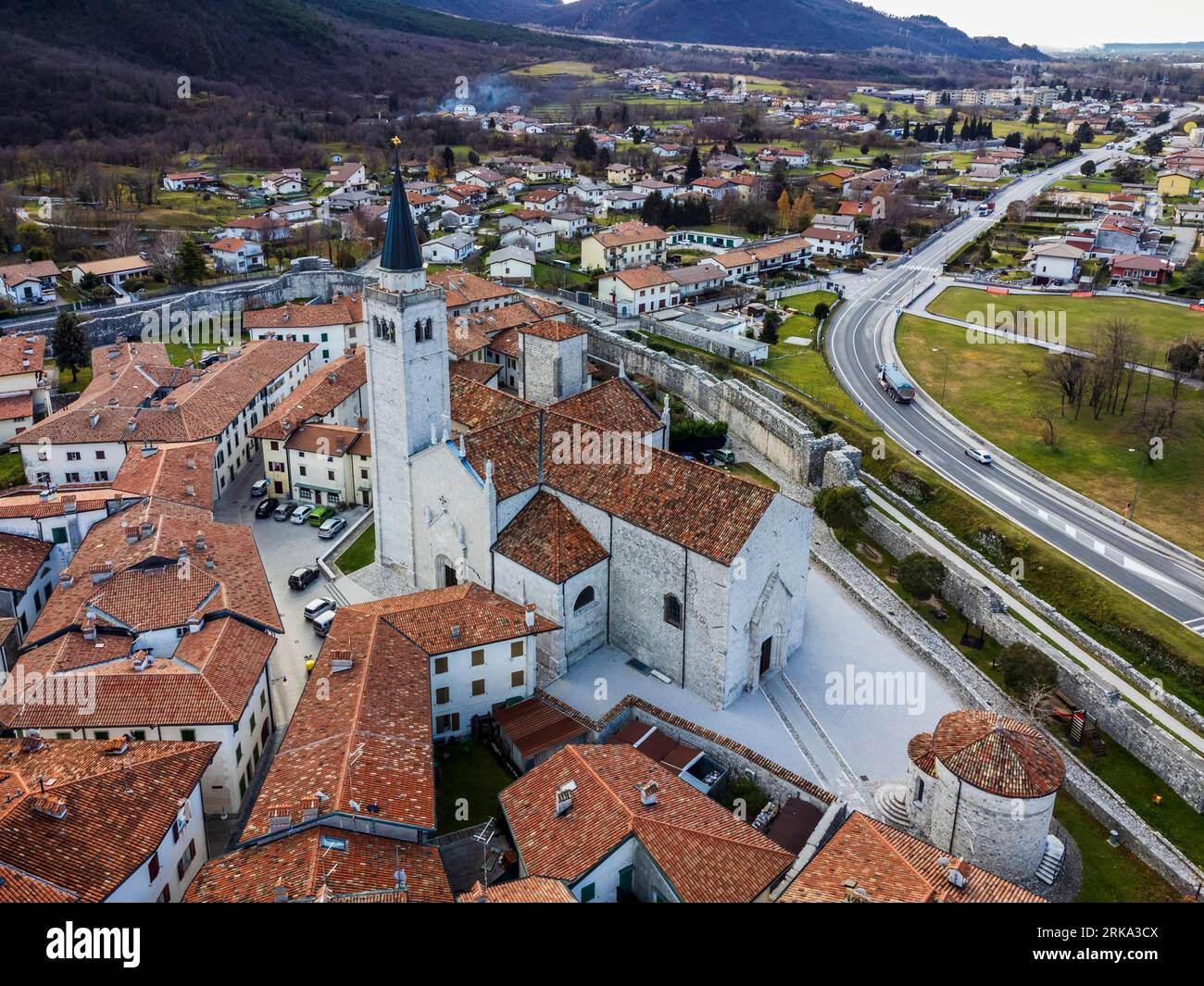 Ancient fortress city of Venzone. Friuli. Top view Stock Photo - Alamy