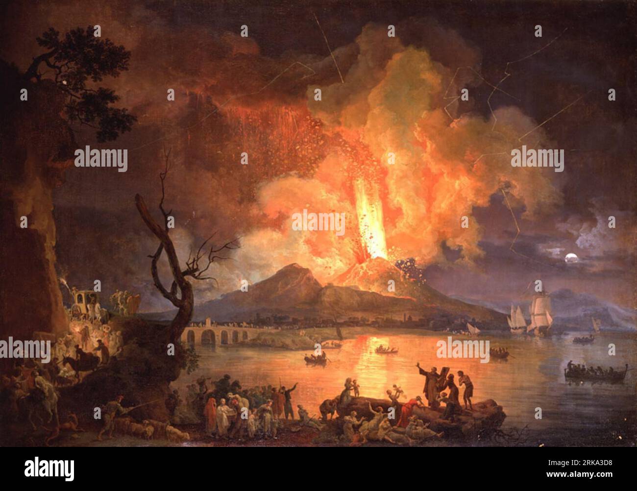 Eruption of Mount Vesuvius with the ponte della Maddalena in the ...