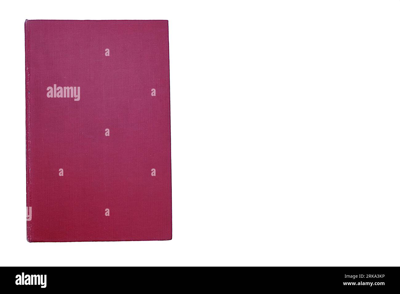 Old books: A 1950s red cloth book cover. Red cloth set down on rigid ...