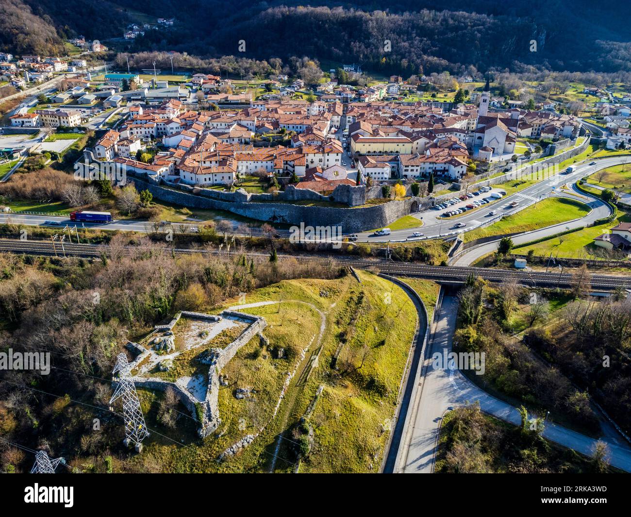 Ancient fortress city of Venzone. Friuli. Top view Stock Photo - Alamy