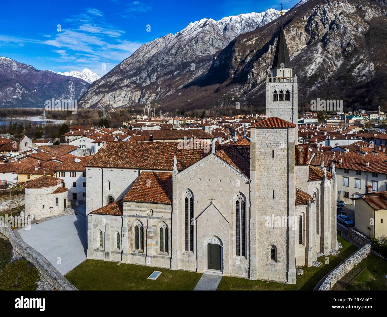 Ancient fortress city of Venzone. Friuli. Top view Stock Photo - Alamy