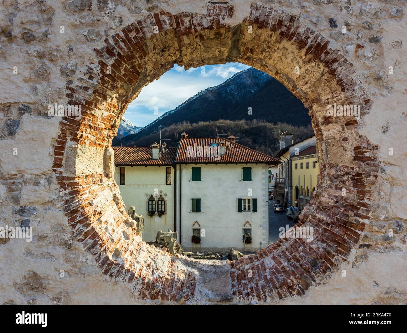 Ancient fortress city of Venzone. Friuli. Top view Stock Photo - Alamy