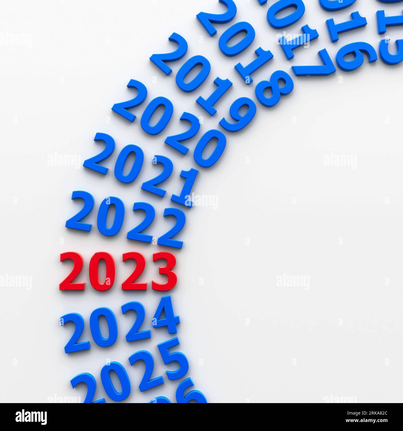 2023 past in the circle represents the new year 2023, three-dimensional rendering, 3D ...
