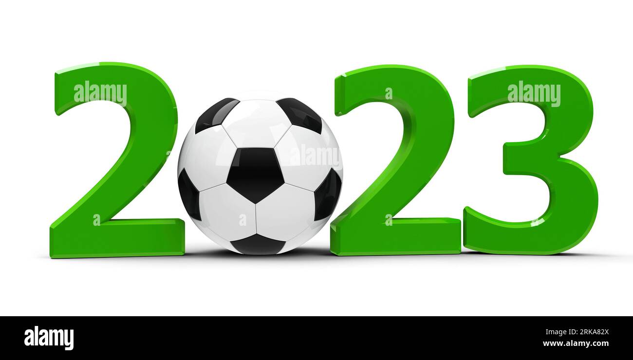 Green 2023 with football isolated on white background, represents 2023 ...