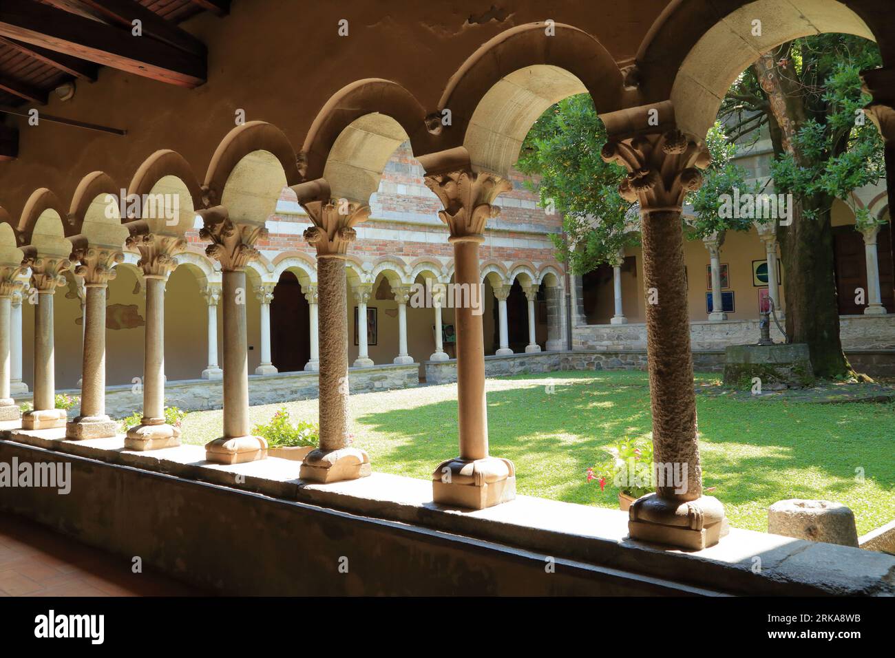 Column Courtyard of the Cistercian Abbey of Piona, Lake Como (Lago di ...