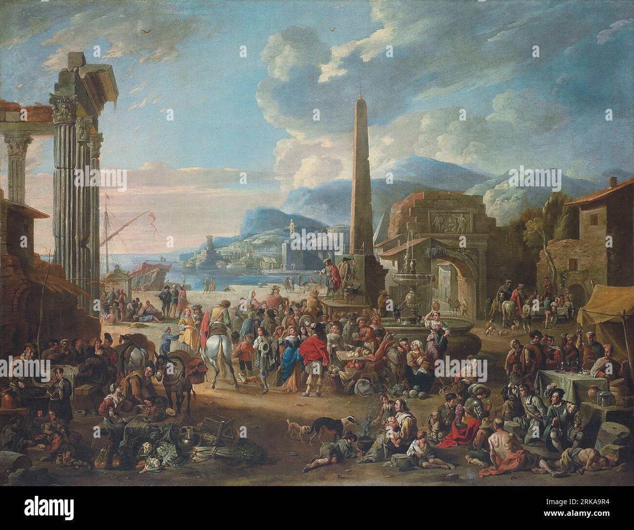 Capriccio of a mediterranean port with Roman ruins 1664 by Anton Goubau ...