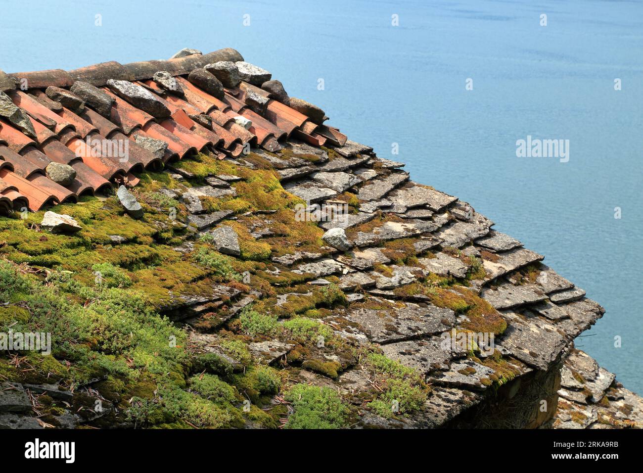 Natural slate roof tiles, Lake Como (Lago di Como), Italy Stock Photo ...