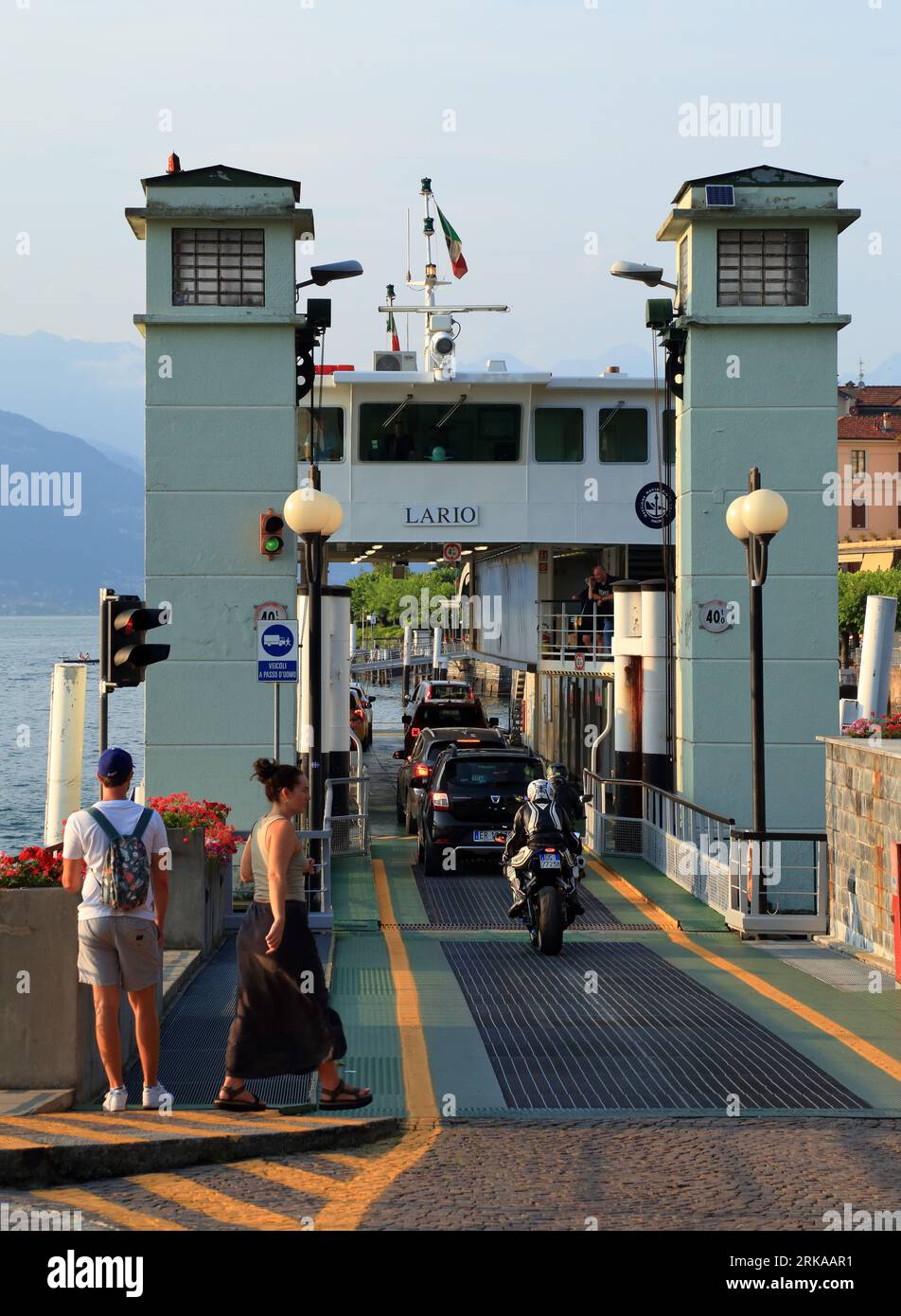 Car ferry boat terminal with Traghetto "Lario", Bellagio, Lake Como ...