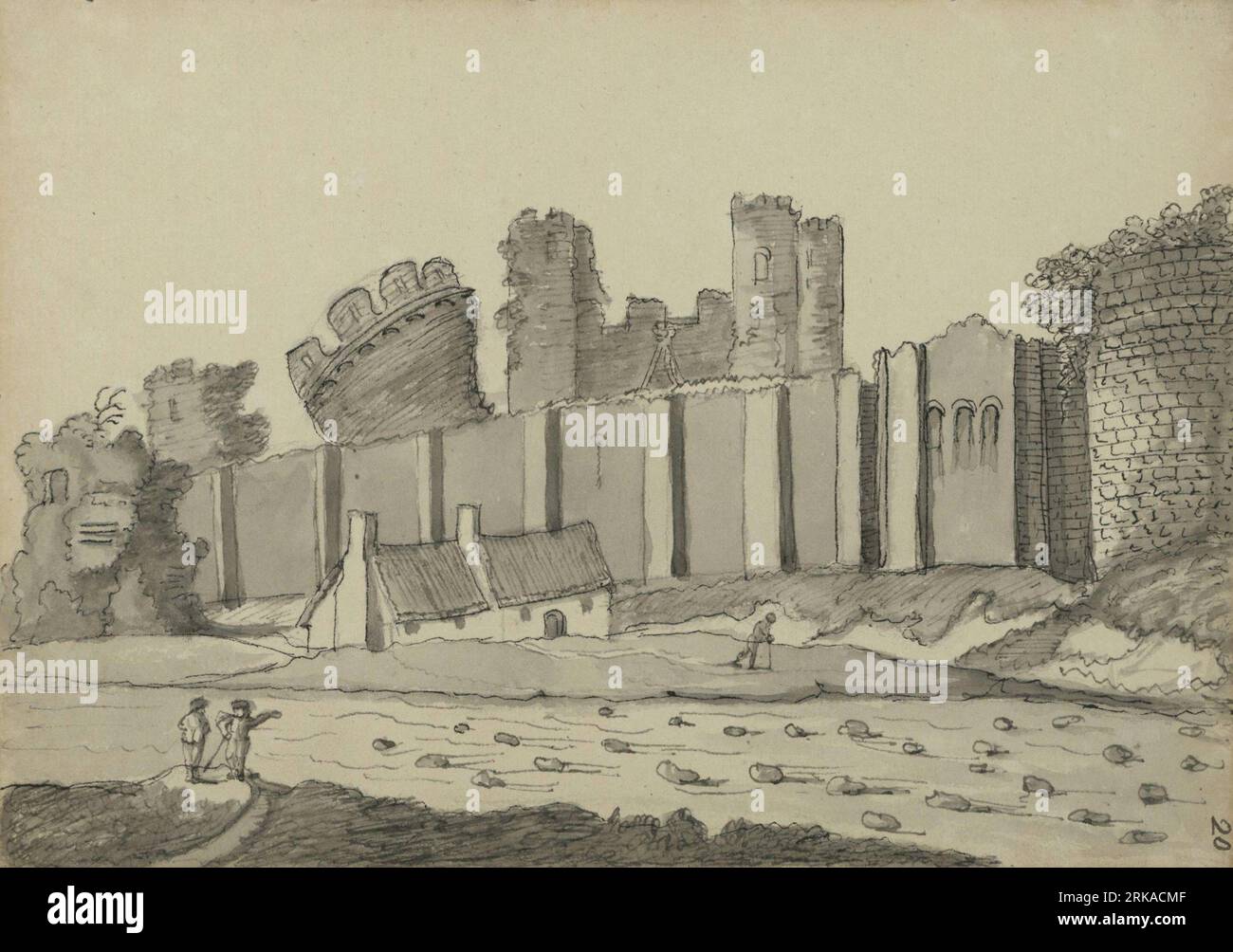 West entrance to Coity castle 1789 by Charles Byrne Stock Photo - Alamy