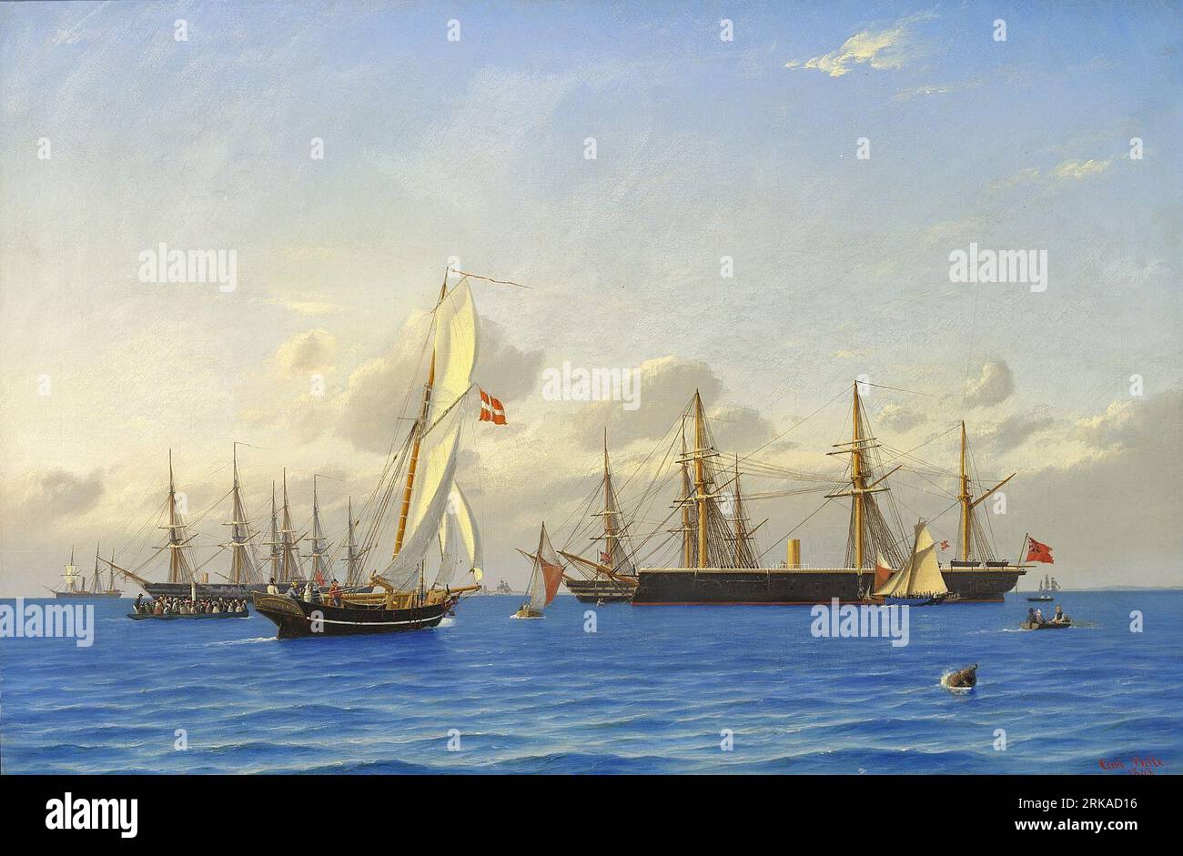 The Channel Fleet at Copenhagen in 1862. 1863 by Carl Bille Stock Photo ...
