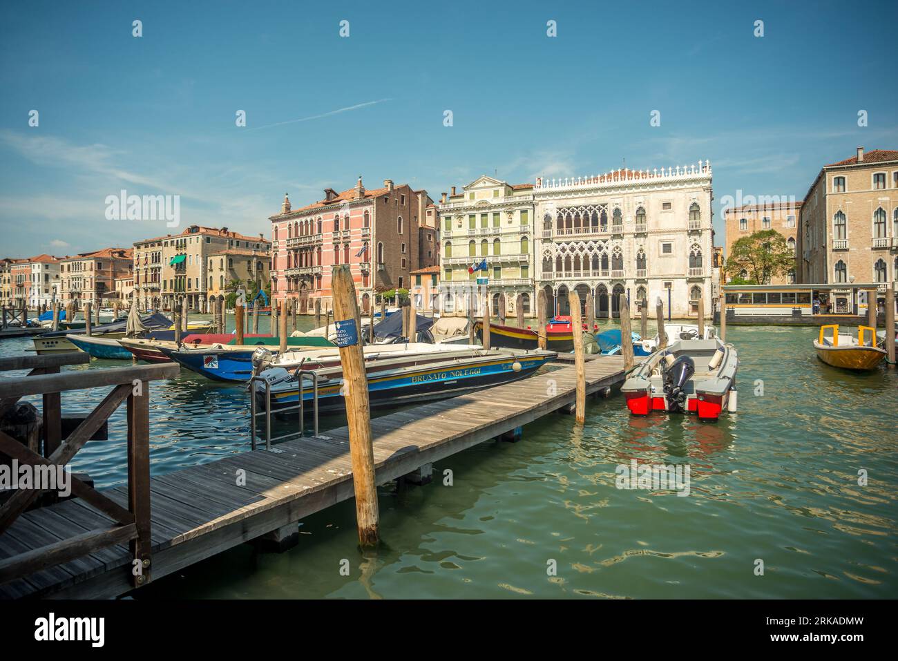 VENEZIA, ITALY - August 17, 2023: boats and gondolas docked at the ...