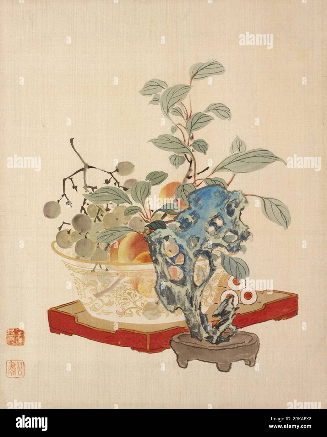 Fruit and a Taihu Rock 1873 by Mori Kansai Stock Photo - Alamy