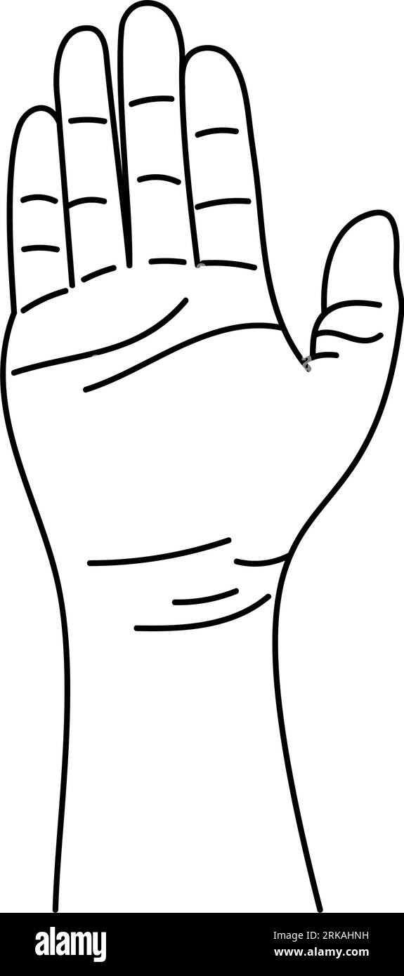 Line art of human hands, signs and gestures isolated vector ...