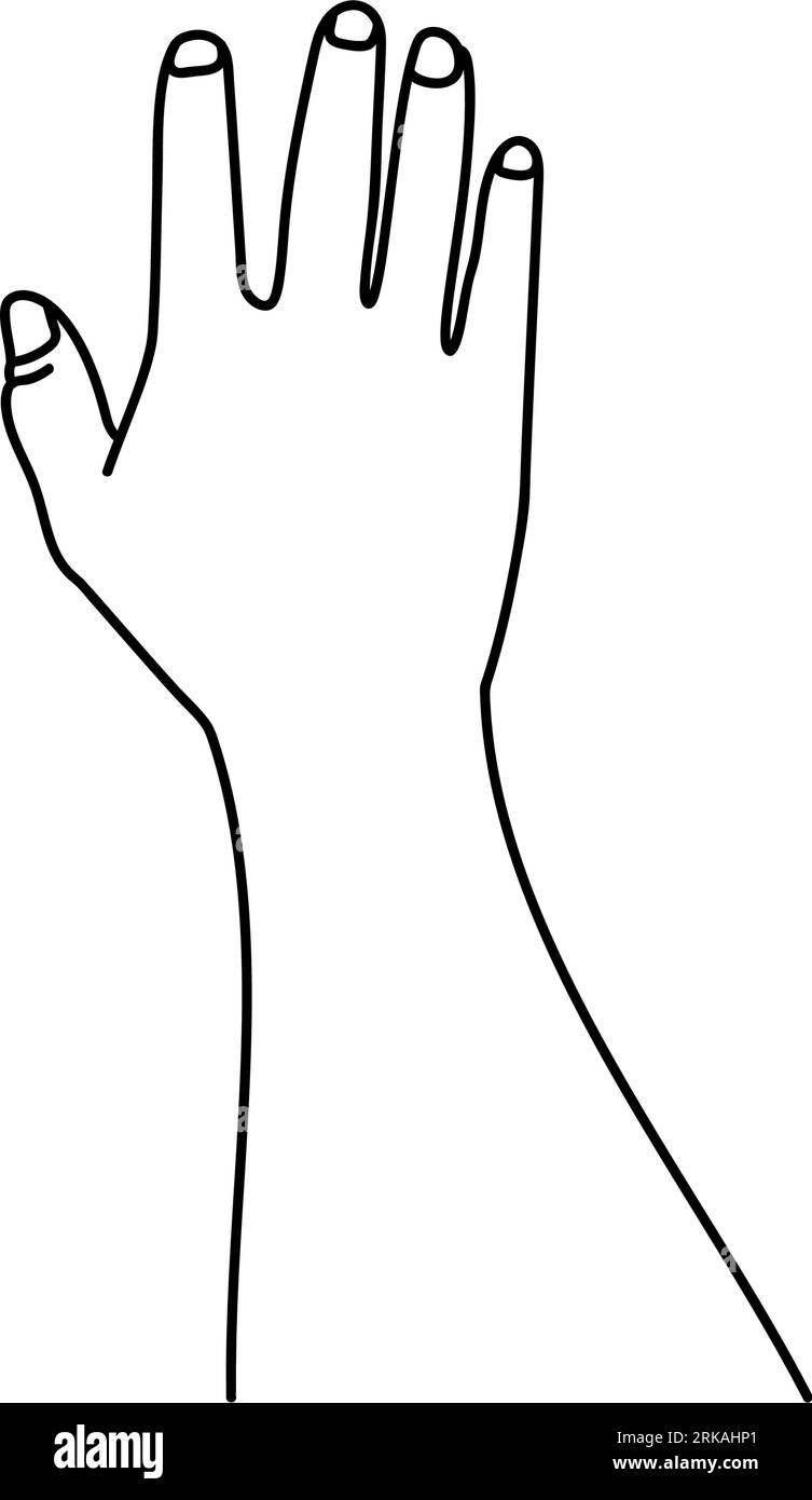 Line art of human hands, signs and gestures isolated vector ...