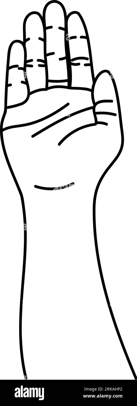 Line art of human hands, signs and gestures isolated vector ...