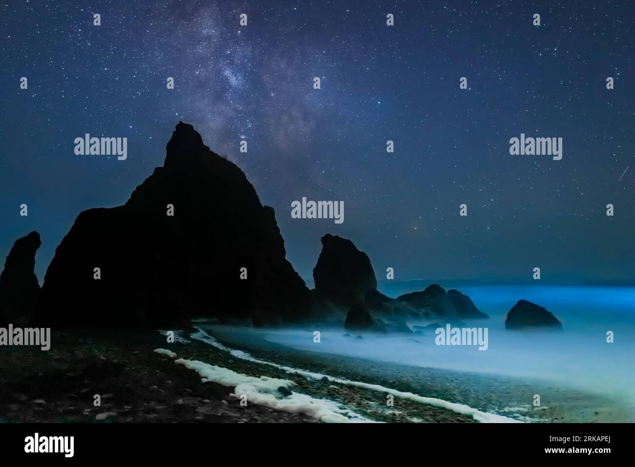 Bioluminescence by dinoflagellates disturbed by waves off Ruby Beach in ...