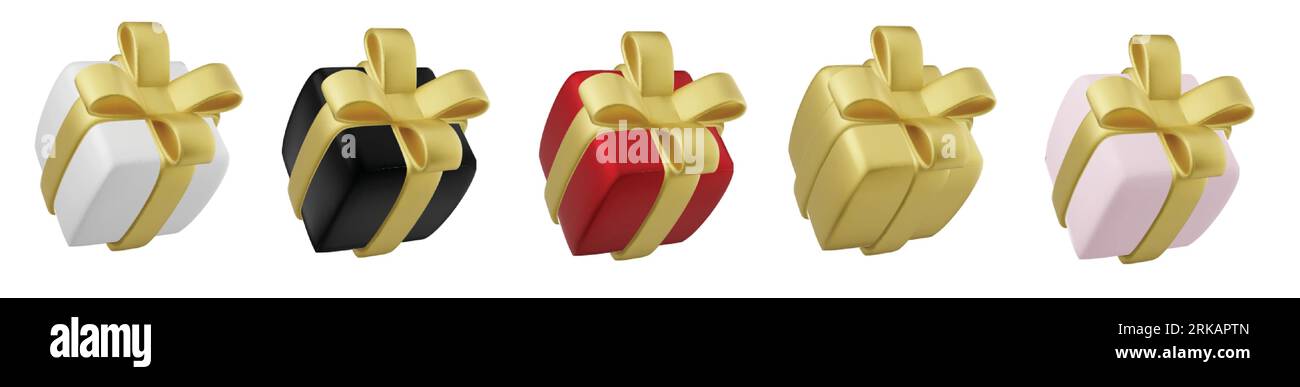 Set of Realistic gifts boxes isolated on white background. Festive ...