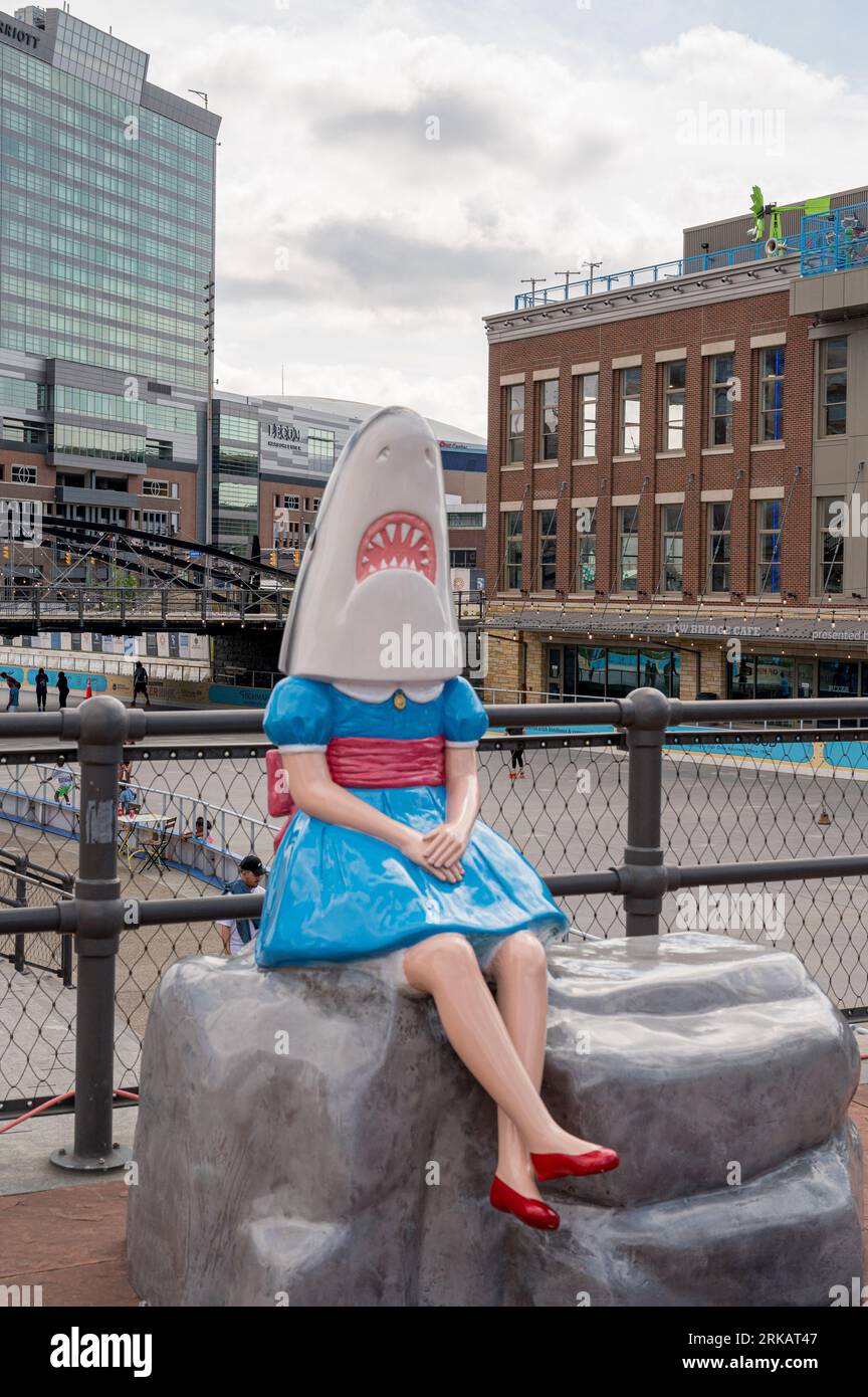 Shark Girl sculpture at Buffalo Waterfront. Photo by Liz Roll Stock ...