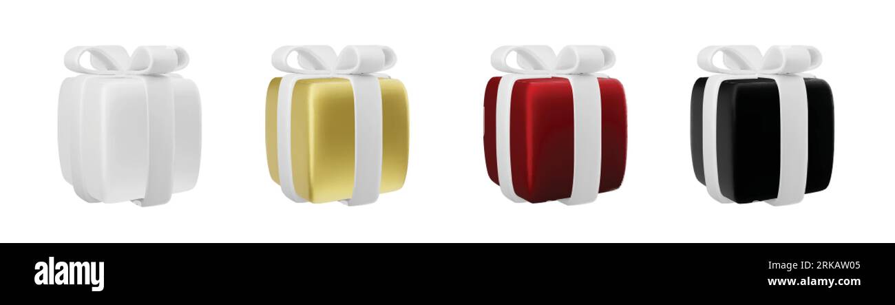 Set of realistic 3d gifts box. Holiday decoration presents. Festive ...