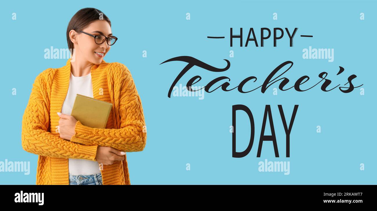 Poster for Happy Teacher's Day with female tutor Stock Photo - Alamy