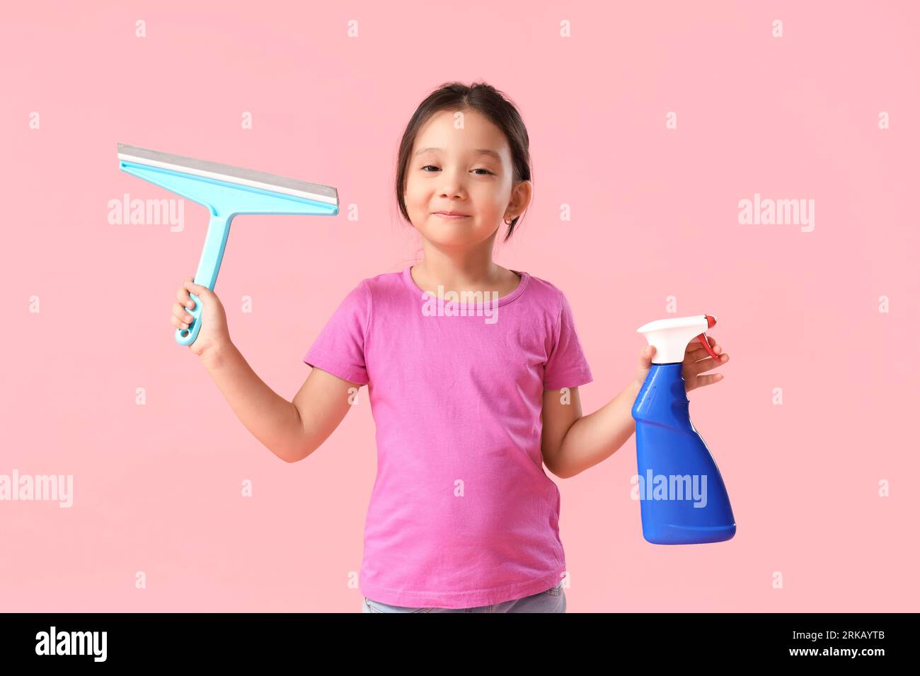 Asian kid cleaning window hi-res stock photography and images - Alamy