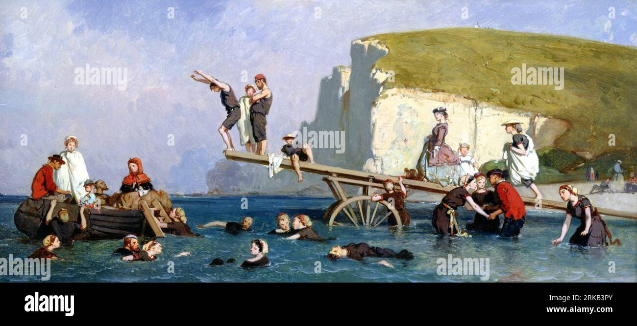 Sea Bathing in Étretat 1860s by Eugène Le Poittevin Stock Photo - Alamy