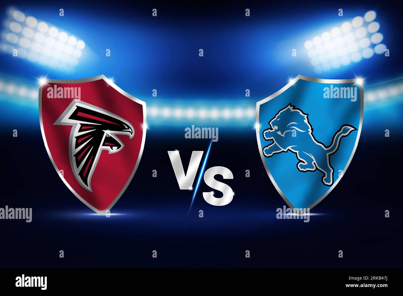 Lions Vs Falcons match fixture with glowing stadium lights in the ...