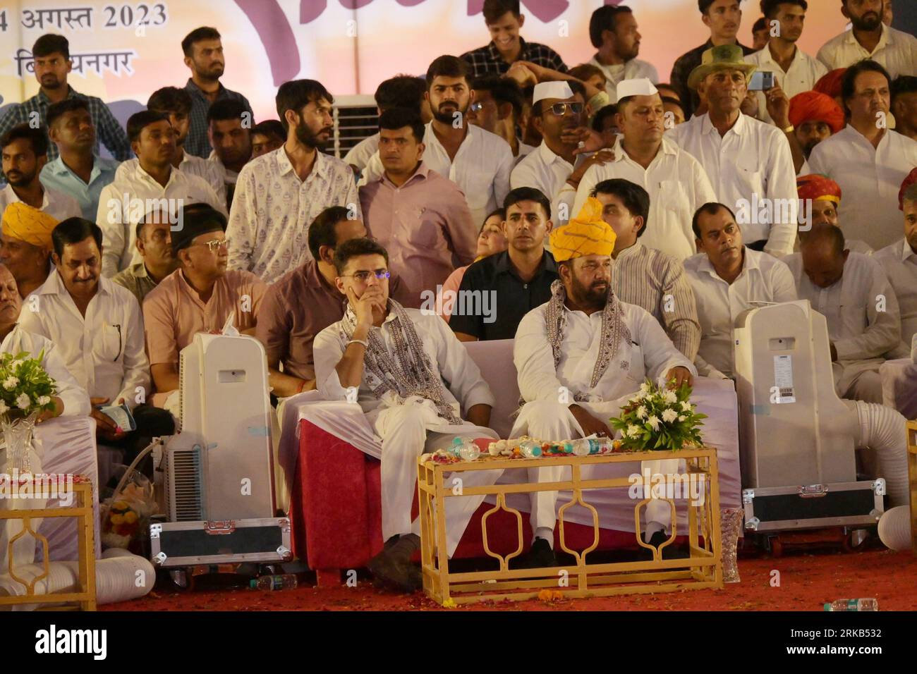 Ajmer, India. 24th Aug, 2023. Congress leader Sachin Pilot addresses ...
