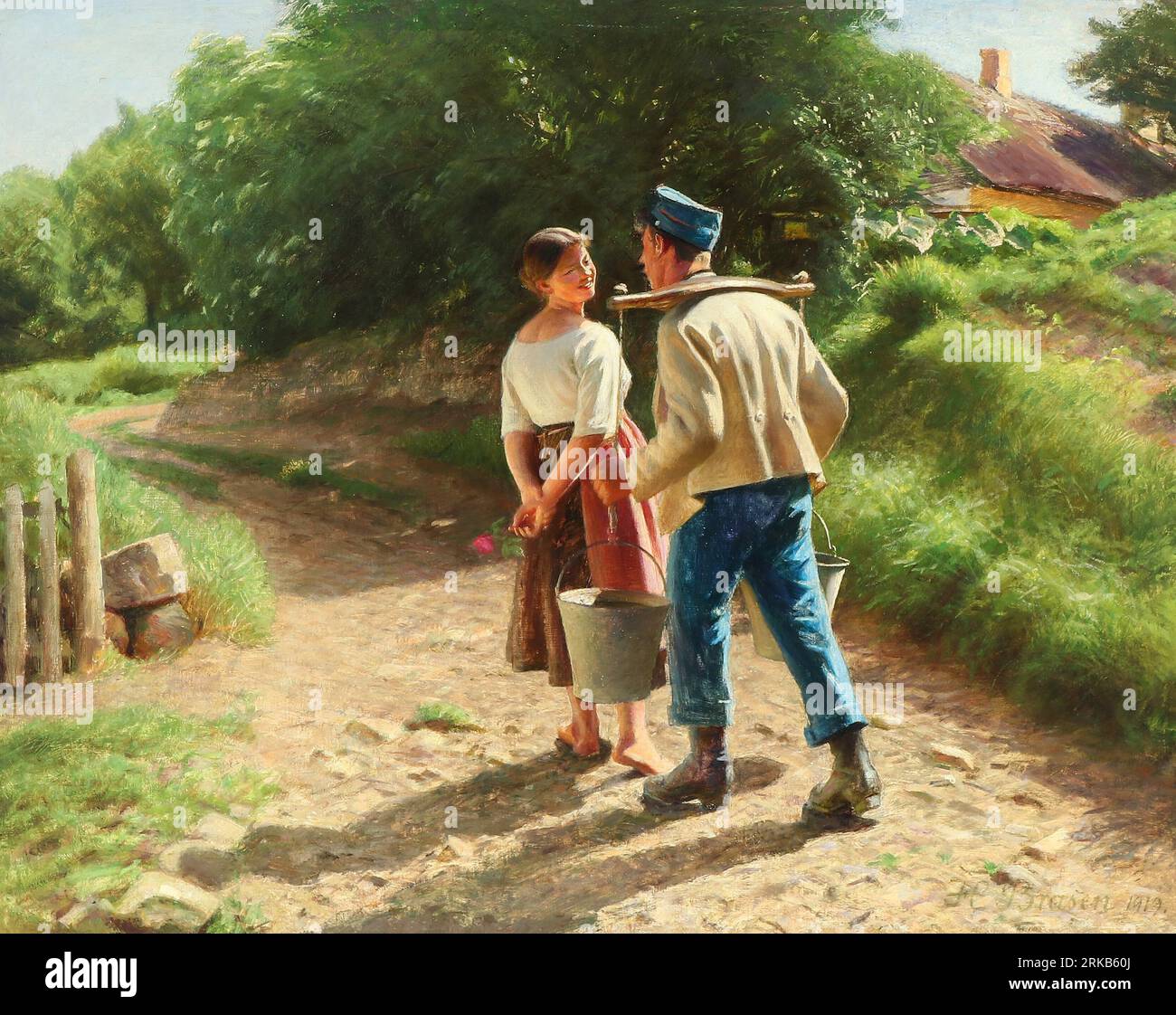 The chat continues 1919 by Hans Ole Brasen Stock Photo - Alamy