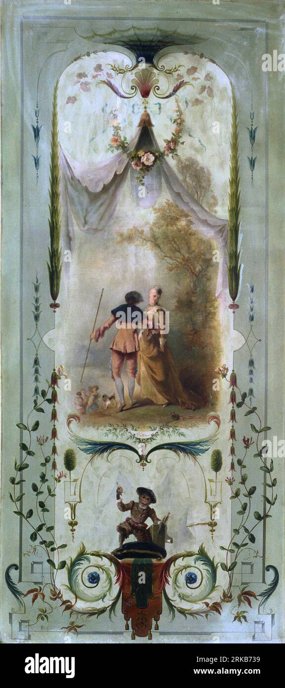 Wanddecoratie met liefdespaar between 1852 and 1895 by Paul-Alfred ...