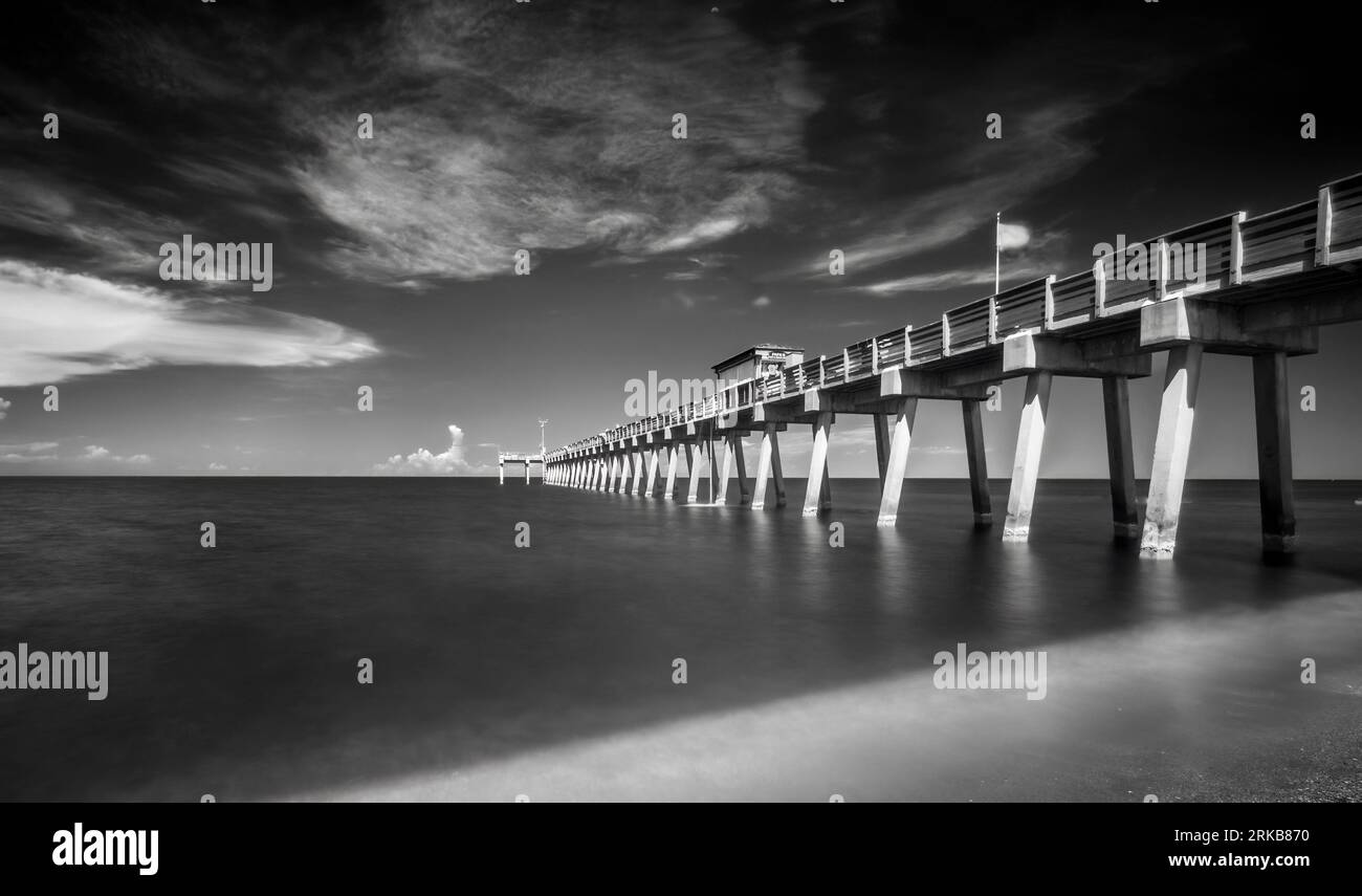 Infrared Red image of the Venice Fishing Pier on the Gulf of Mexcico in ...