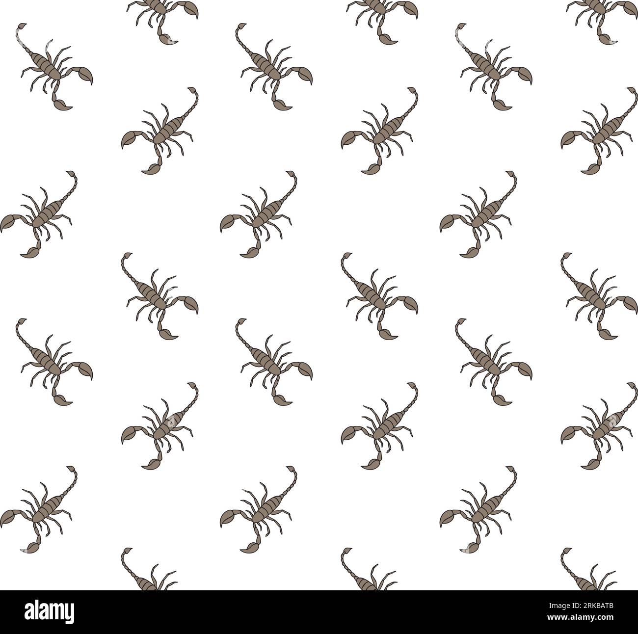 Vector seamless pattern of hand drawn doodle sketch colored scorpio ...