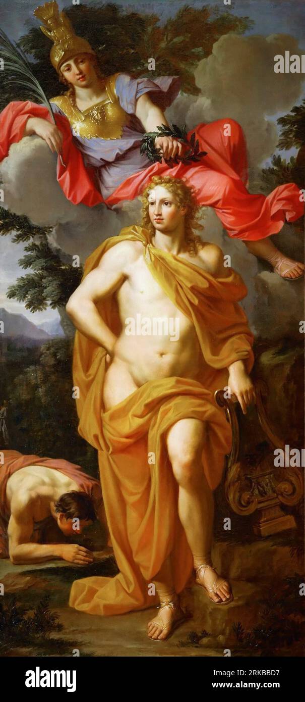 Apollo Crowned by Minerva between circa 1667 and circa 1668 by Noël Coypel Stock Photo - Alamy