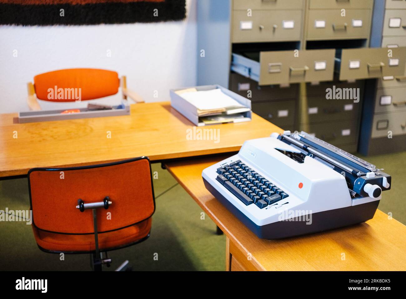 Vintage office furniture, in the style of the 70s, with an electric ...