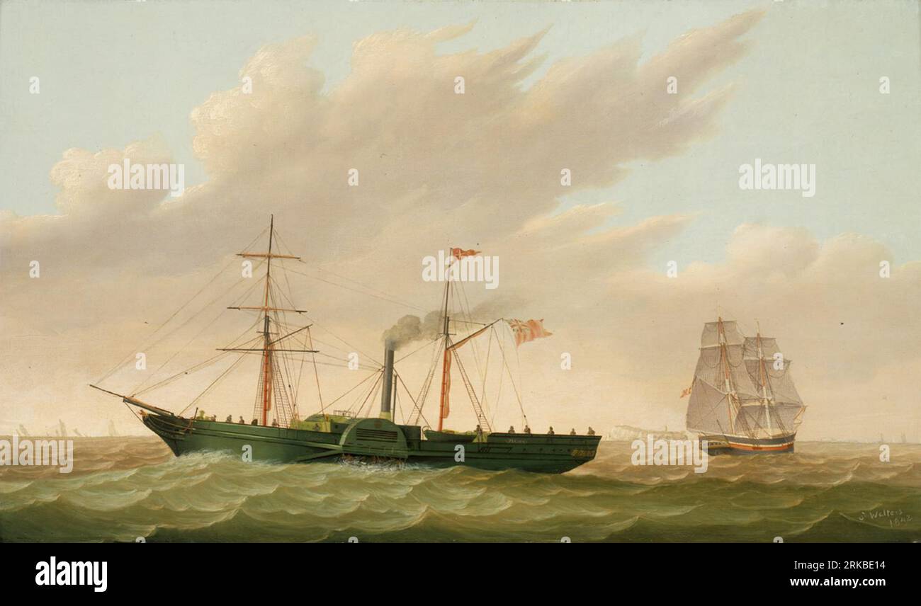 Paddle steamer Sirius 1842 by Samuel Walters Stock Photo - Alamy
