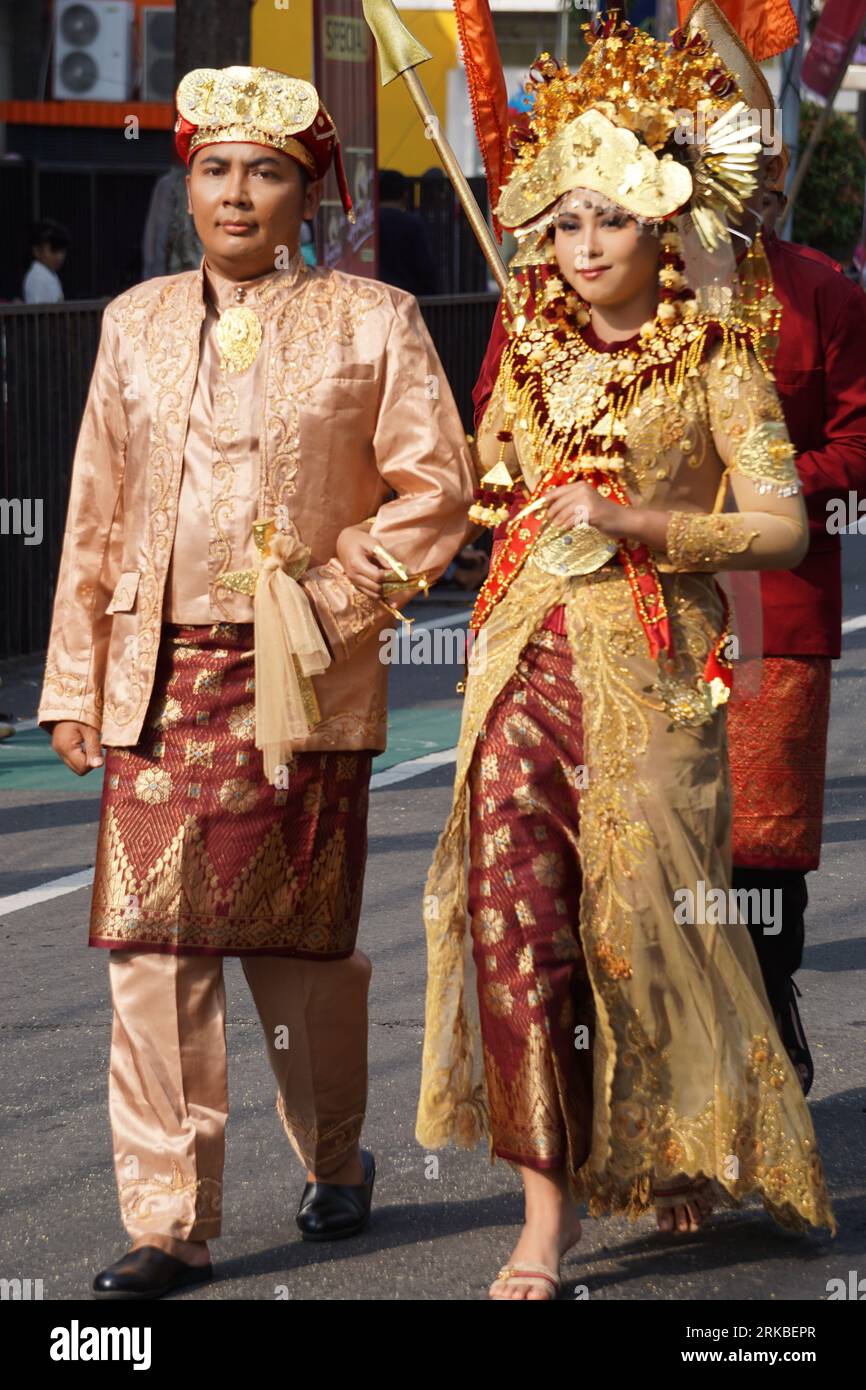 Indonesian with a traditional costume from south sumatera at BEN ...