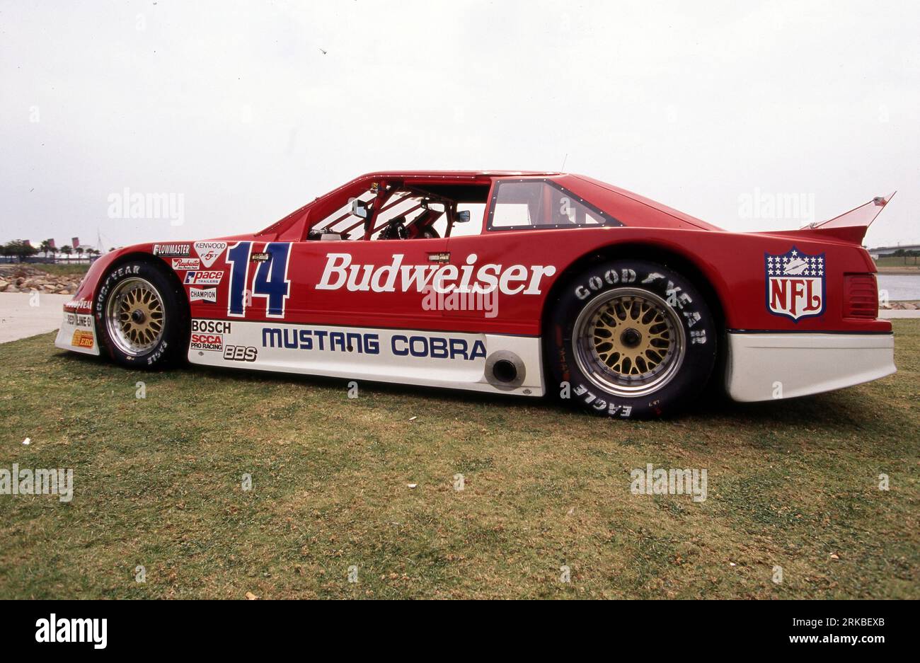 The race car of driver Jerry Clinton is on display before the Toyota ...