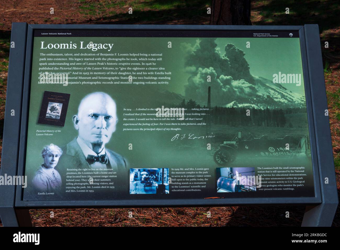 Interpretive sign, Lassen Volcanic National Park, California USA Stock ...