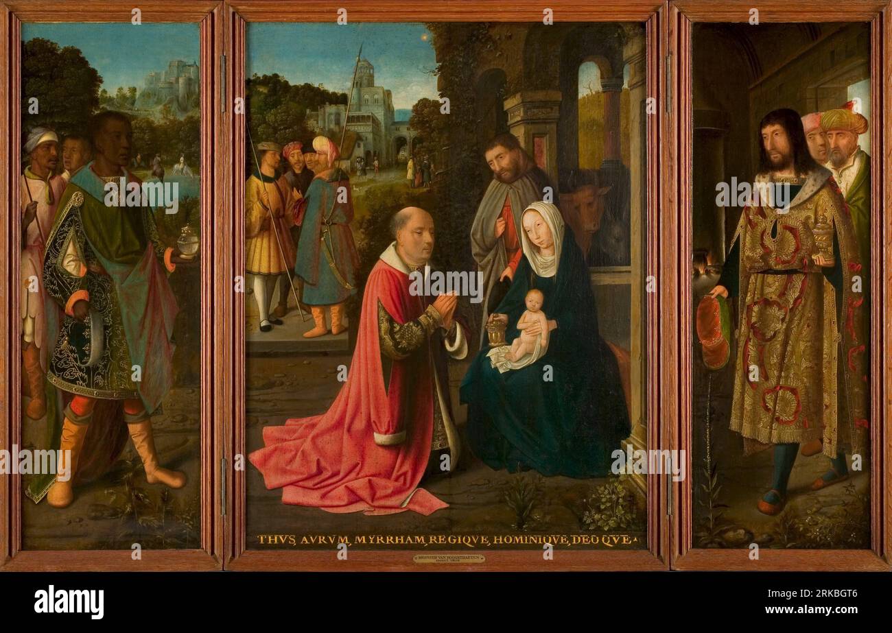Triptych with a depiction of the Adoration of the Magi by Master of Hoogstraeten Stock Photo - Alamy