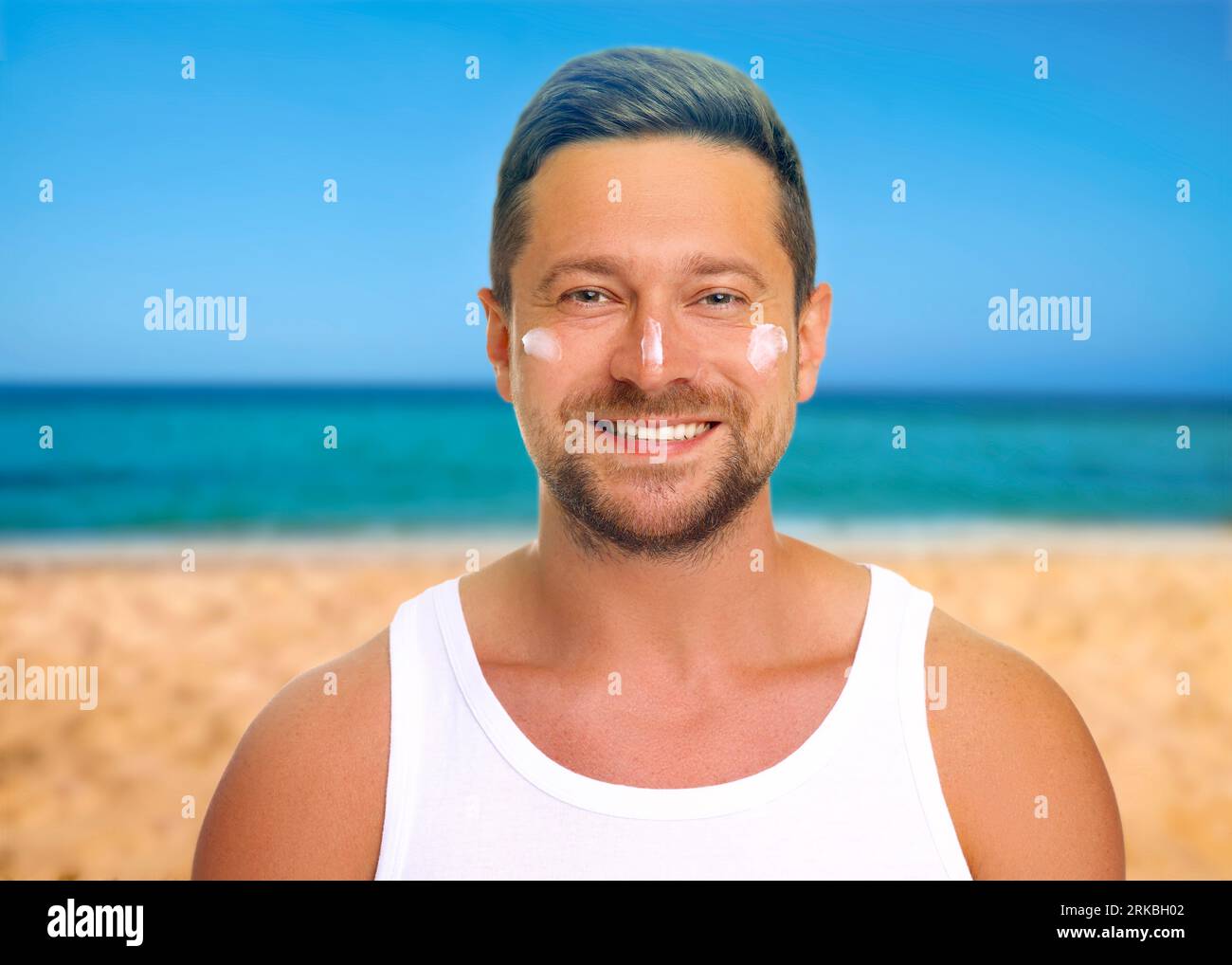 Skin protection sun man hi-res stock photography and images - Alamy