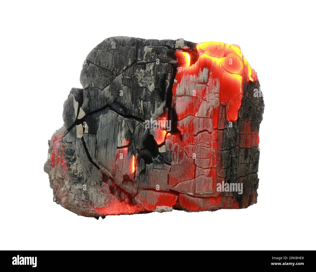 Piece of smoldering coal isolated on white Stock Photo - Alamy